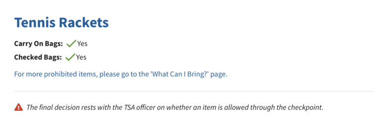 Can You Bring A Tennis Racket On A Plane?